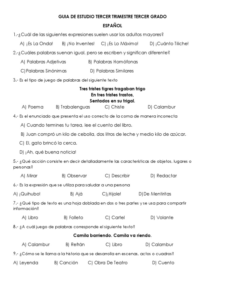 Guia de Estudio Tercer Trimestre Tercer Grado | PDF | Luna | Imán