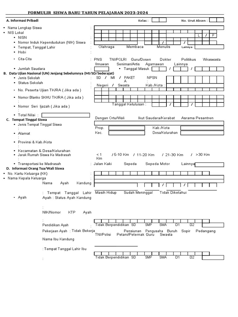 Formulir Isian Emis | PDF