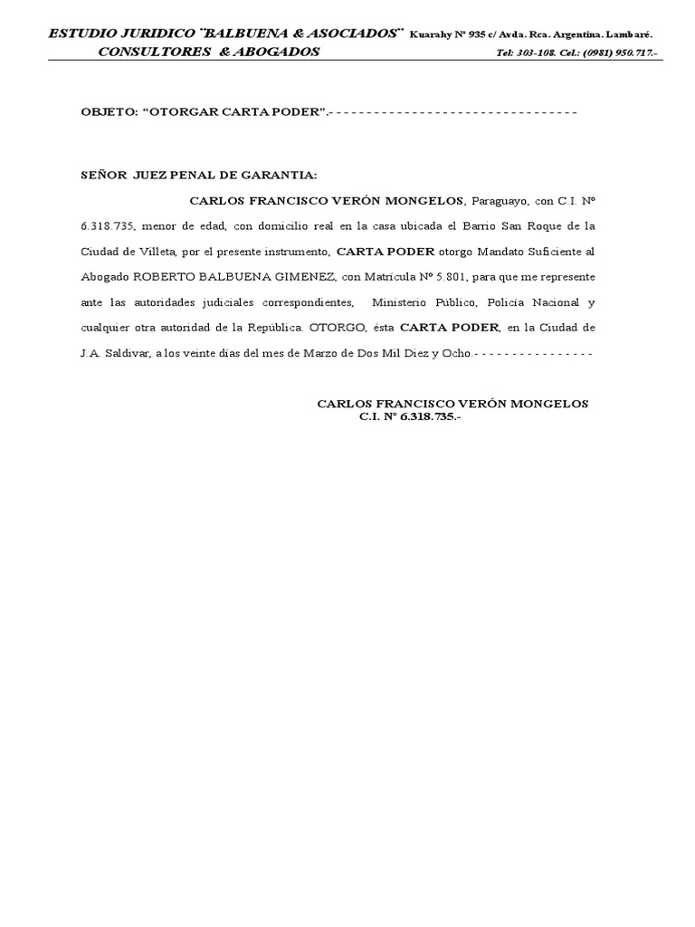 Copia de Carta Poder Penal Gbglobalasistance | PDF