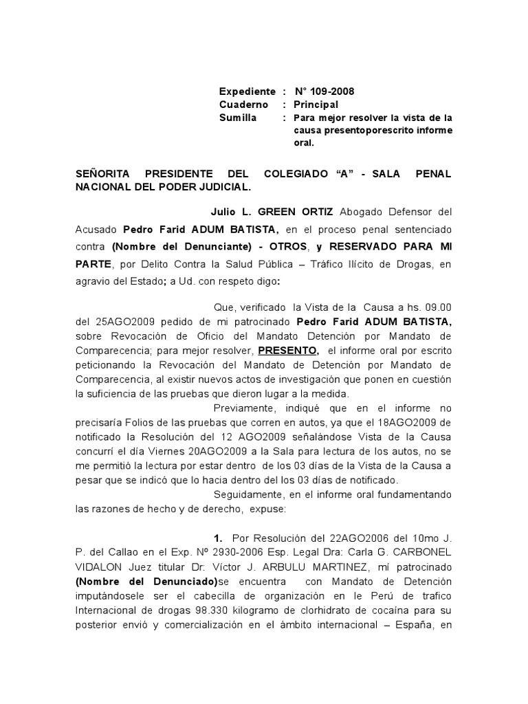 4 para Mejor Resolver Escrito de Informe Oral | PDF | Justicia | Crimen y violencia