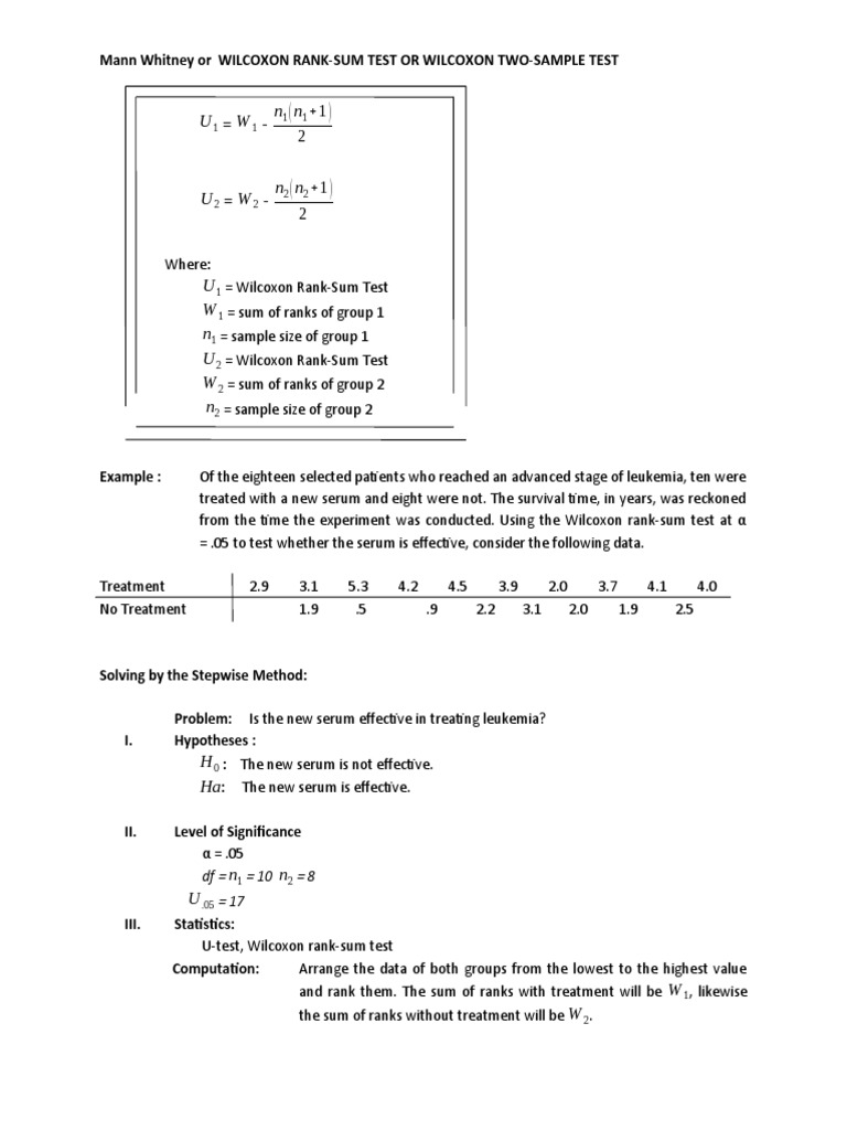 The Mann Whitney or Wilcoxon Rank | PDF | Mann–Whitney U Test ...
