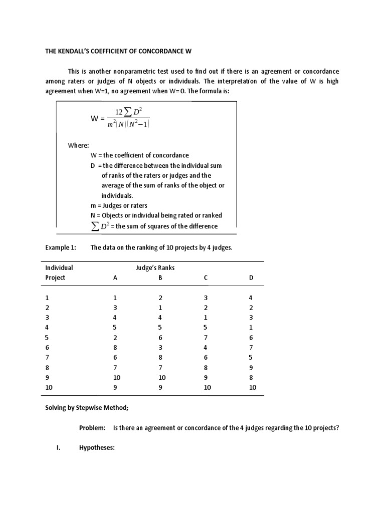 The KENDALL Coefficient of Concordance | PDF | Summation | Statistical Inference