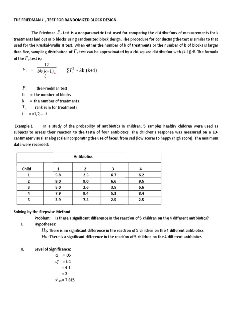 Friedman Test for Block Design | PDF | Scientific Theories | Evaluation ...
