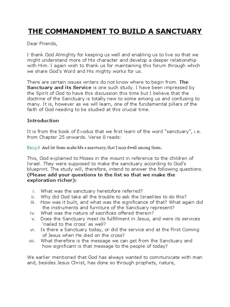 The Sanctuary and Its Service-Earthly Sanctuary Part 1 | PDF ...