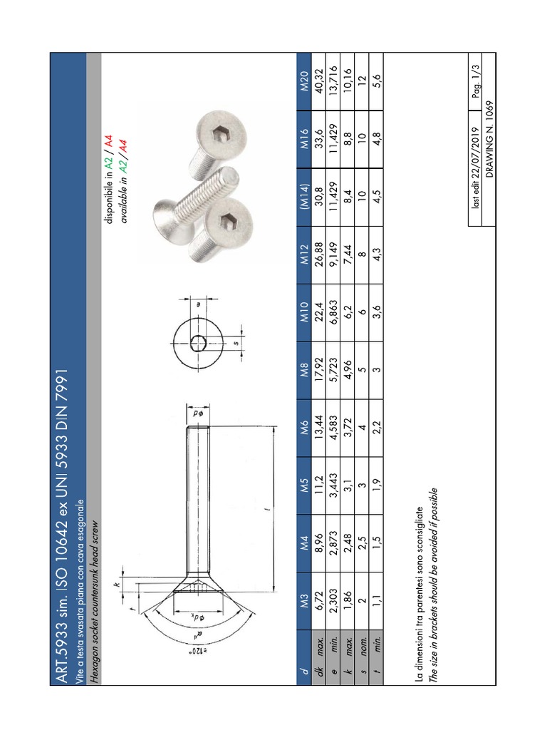 Din 7991 - Uni 5933 Similar Iso 10642 | PDF
