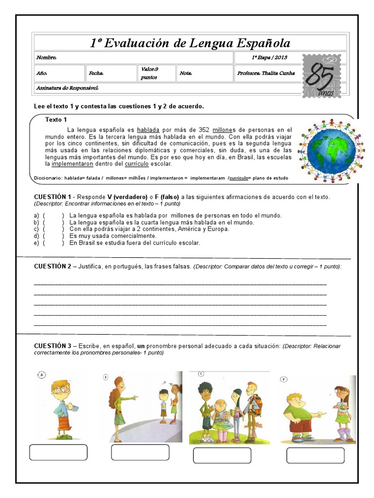 Evaluacion de Lengua Espanola Actividades y Juegos Comprension Lectora Ejercicio - 48361 | PDF ...