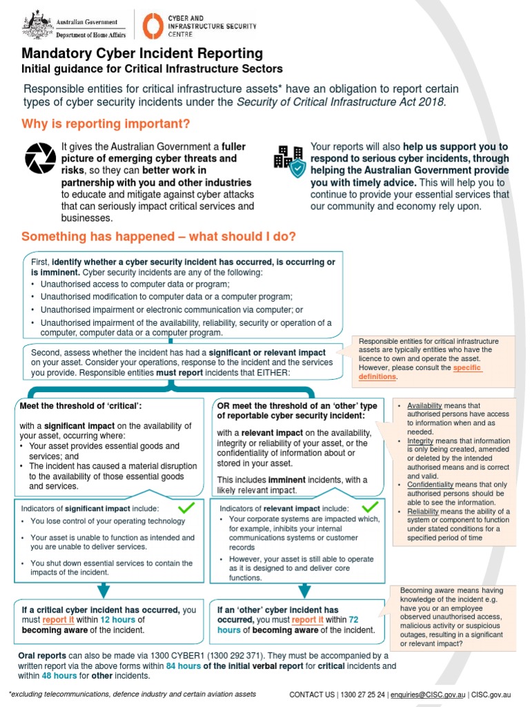 Mandatory Cyber Incident Reporting Guide | PDF | Computer Security ...