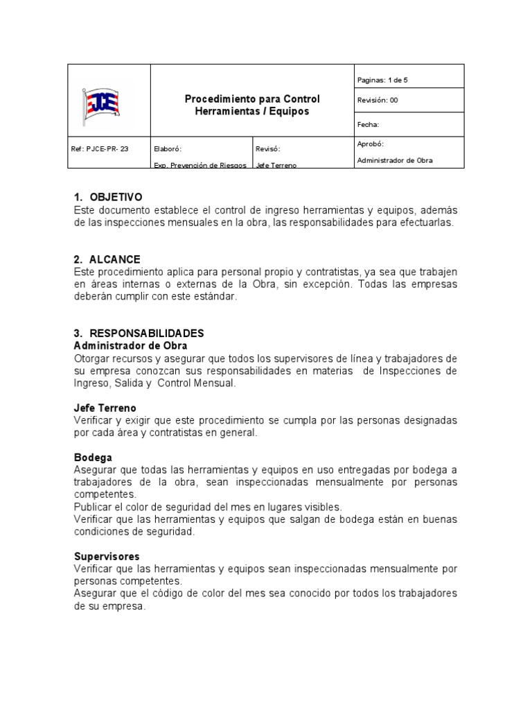PJCE-PR - 23 Control Equipos - Herramientas | PDF