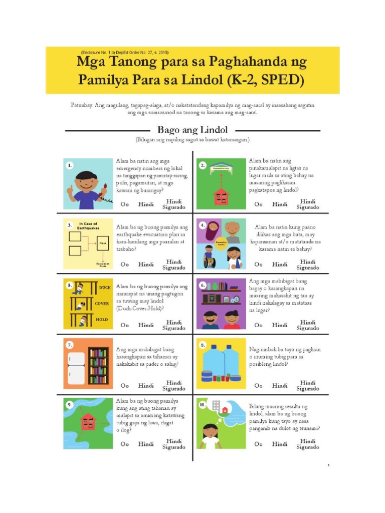 Mga Tanong para Sa Paghahanda NG Pamilya para Sa Lindol | PDF