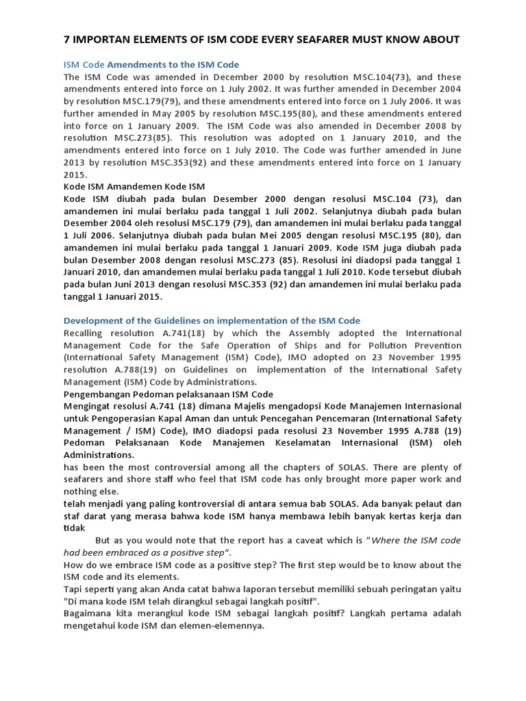 7 Importan Elements of Ism Code Every Seafarer Must Know About | PDF | Bisnis