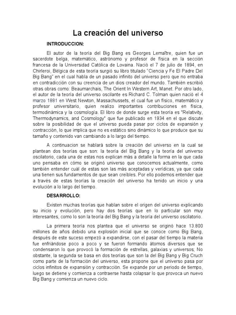 A.E 1.2.1 y 1.3.1 Reseña (Recuperacion) | PDF | Big Bang | Universo