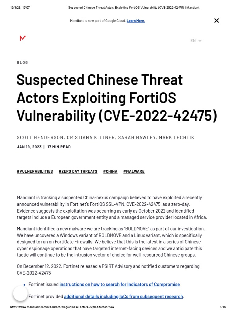 Suspected Chinese Threat Actors Exploiting FortiOS Vulnerability (CVE ... Suspected Chinese Threat Actors Exploiting FortiOS Vulnerability (CVE ...