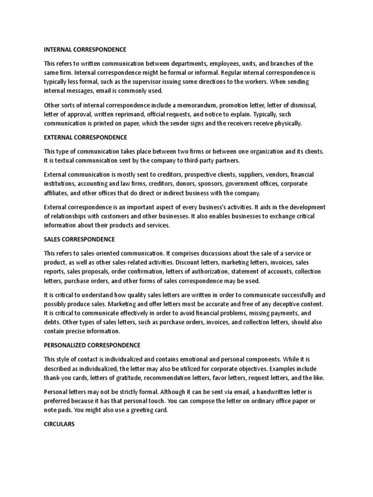 Internal Correspondence | PDF | Sales | Communication