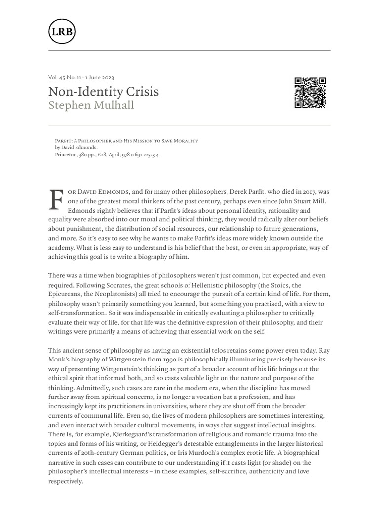 Parfit: Biography and Moral Philosophy | PDF | Reason | Truth