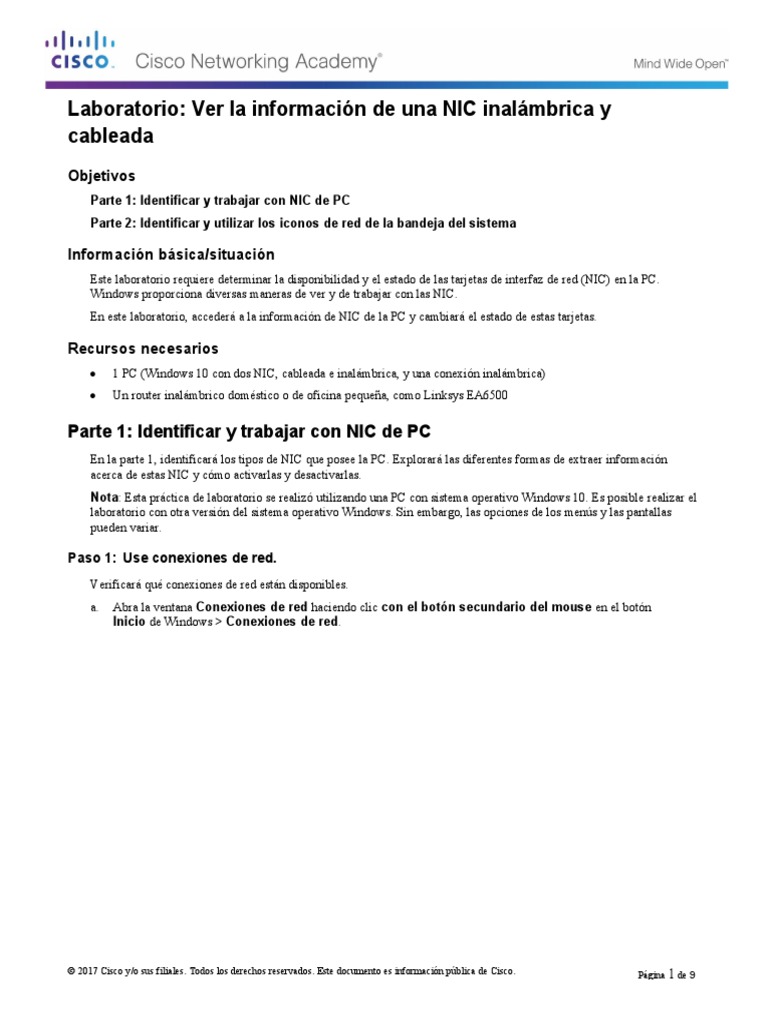 3.3.3.2 Lab - View Wireless and Wired NIC Information | PDF ...