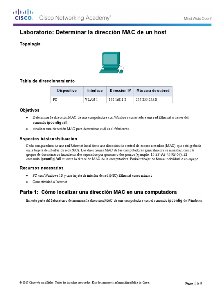 3.2.2.4 Lab - Determine The MAC Address of A Host | PDF | Controlador de interfaz de red ...