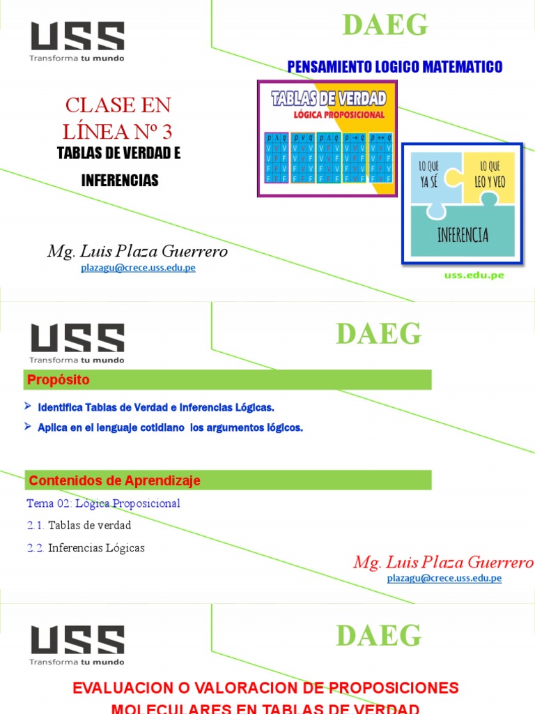 Clase #03 - Tablas de Verdad e Inferencias | PDF | Proposición | Inferencia
