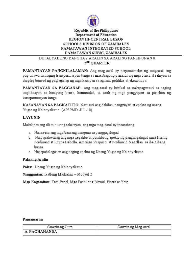 Ap 8 Detailed Lesson Plan Week 2 | PDF