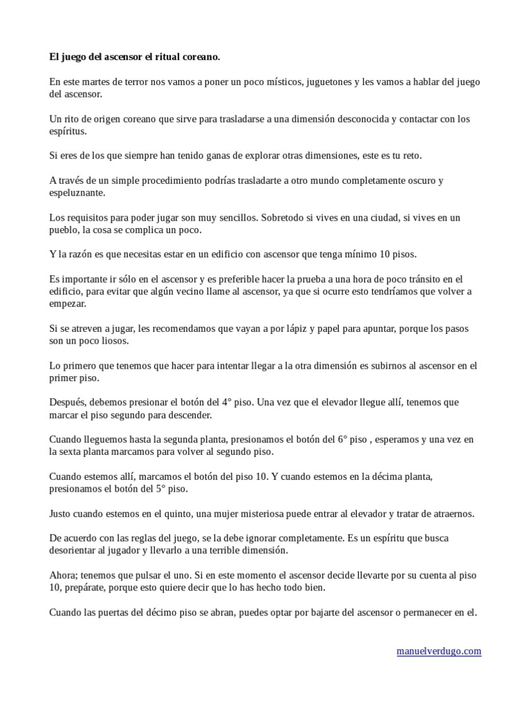 El Juego Del Ascensor El Ritual Coreano - PDF Versión 1 | PDF | Ascensor