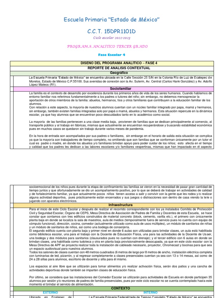 Programa Analitico 3o (Integrado) | PDF | Aprendizaje | Inclusión (Educación)