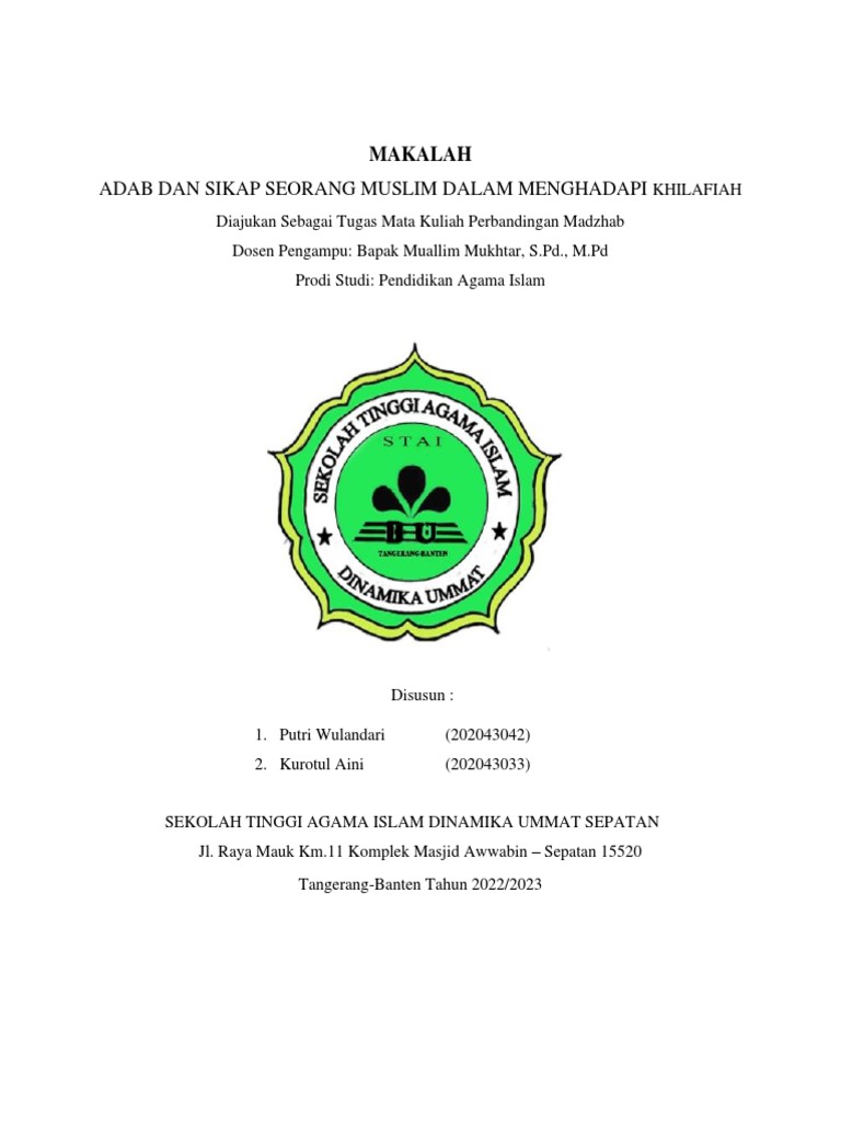 Adab Dan Sikap Seorang Muslim Dalam Menghadapi Khilafiyah | PDF Adab Dan Sikap Seorang Muslim Dalam Menghadapi Khilafiyah | PDF