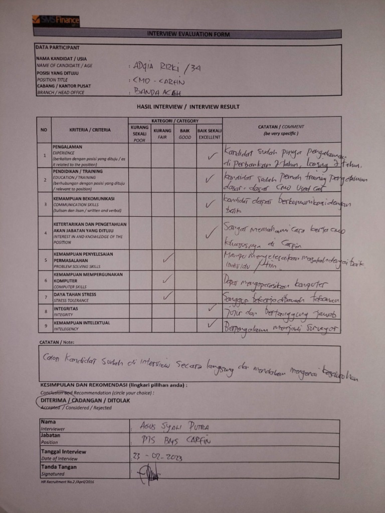 Form Interview | PDF