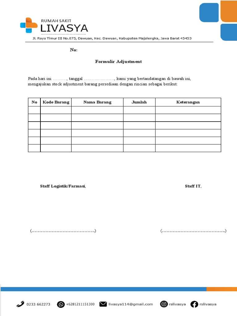 Formulir Stok Adjustment | PDF