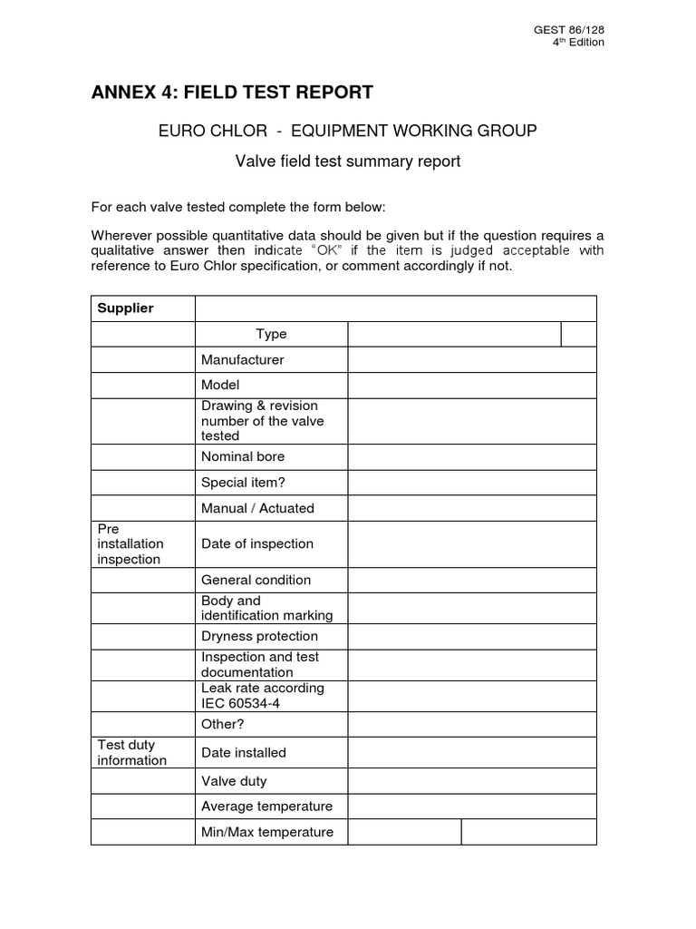 Valve Field Test Summary Report | PDF | Valve | Leak