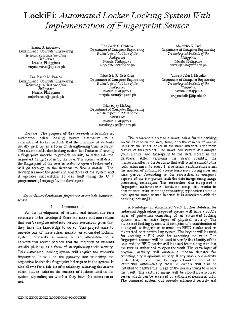 LockiFi Journal | PDF | Biometrics | Authentication