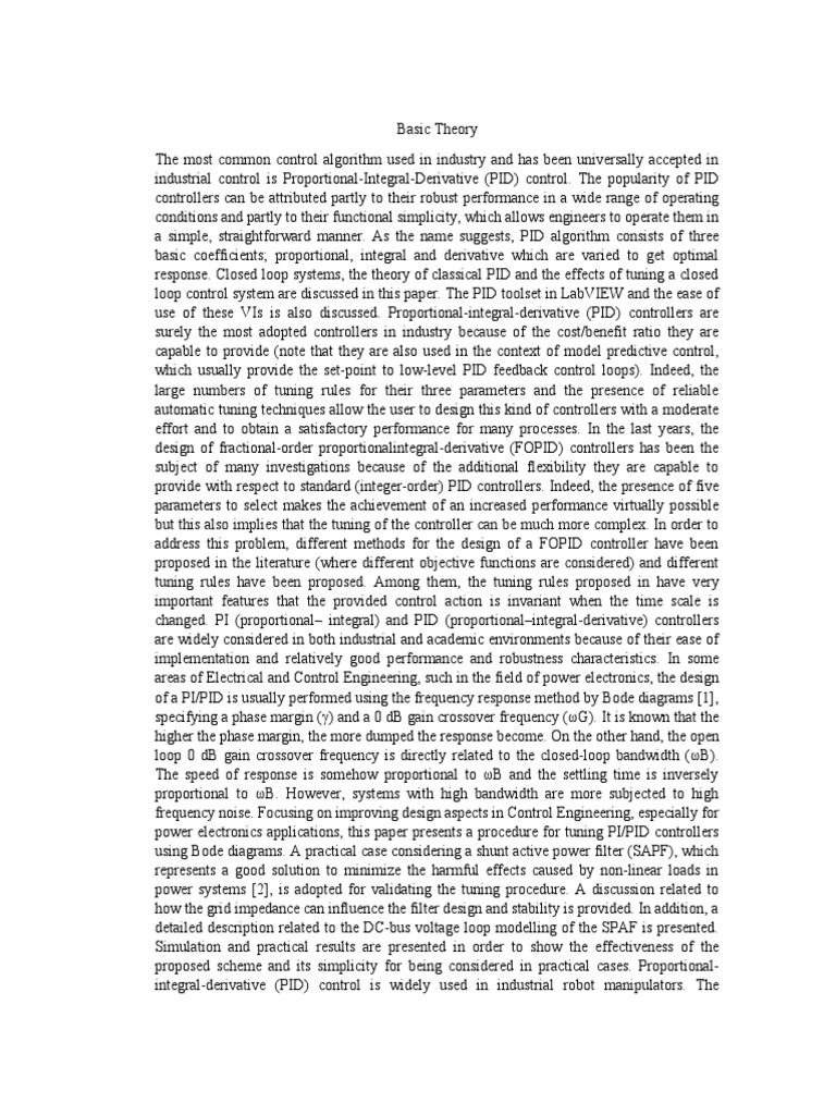 Basic Theory Pdf Control Theory Damping