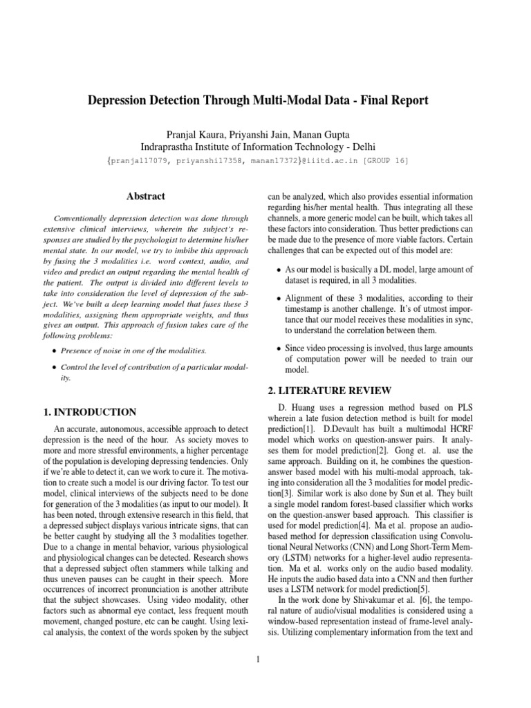 Multi-Modal Depression Detection Model | PDF | Cognitive Science | Cybernetics