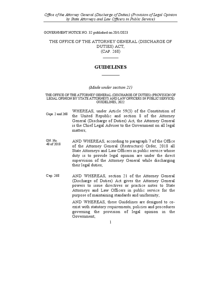 Guidelines | PDF | Attorney General | Opinion