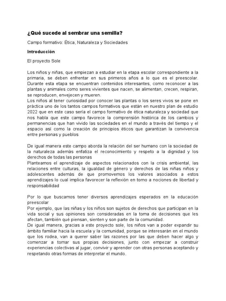 ¿Qué Sucede Al Sembrar Una Semilla | PDF | Aprendizaje | Huerta