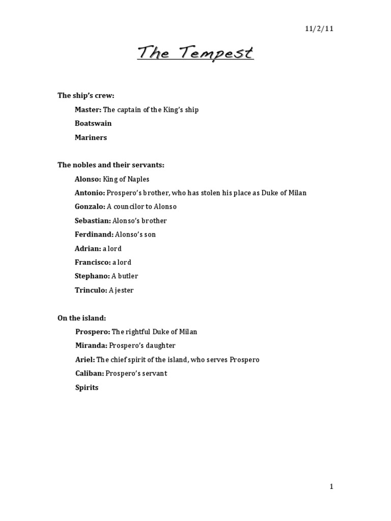The Tempest Script | PDF | The Tempest | Shakespearean Comedies