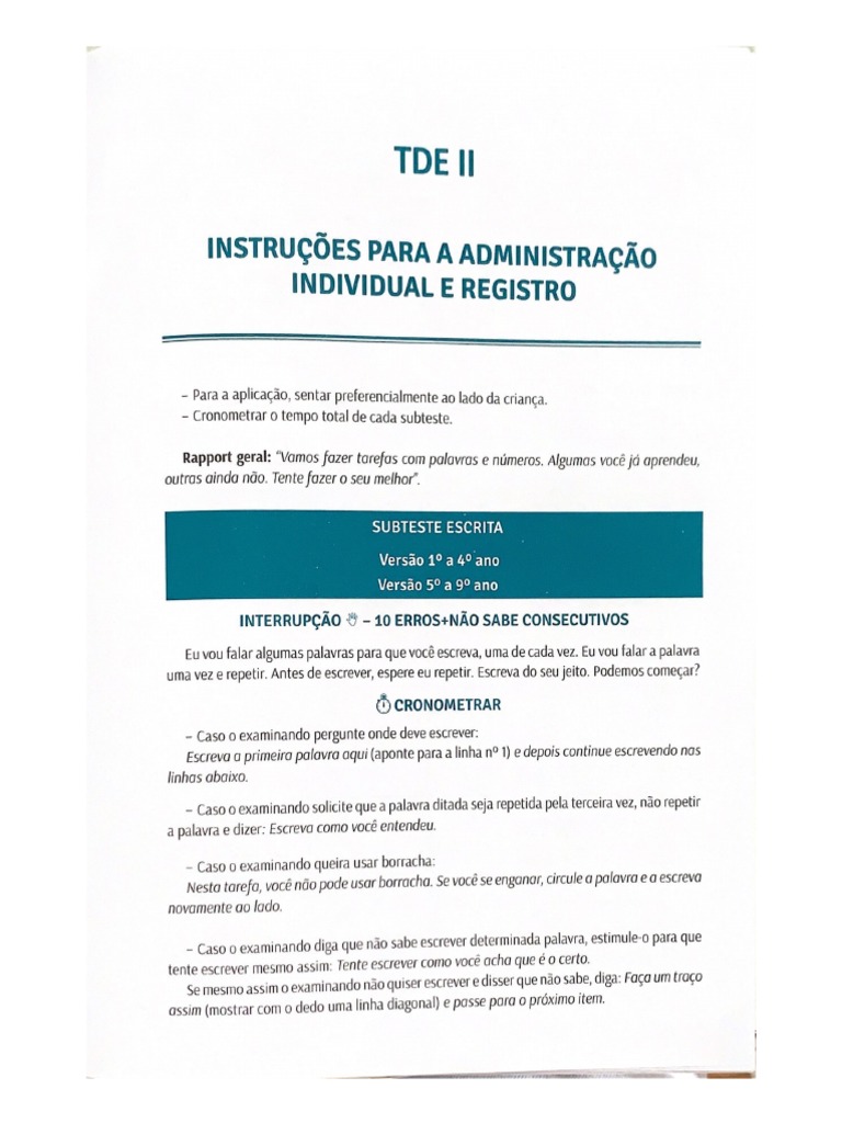 Tde II Instruçao | PDF