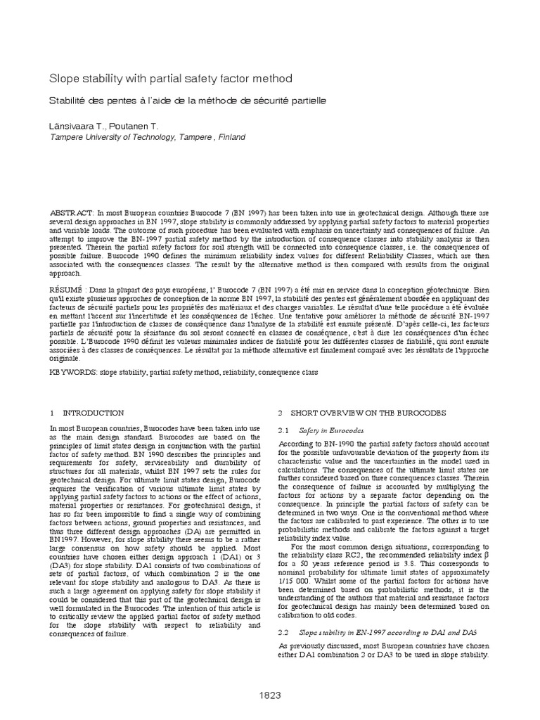 1823-1826 Slope Stability With Partial Safety Factor Method | PDF ... 1823-1826 Slope Stability With Partial Safety Factor Method | PDF ...