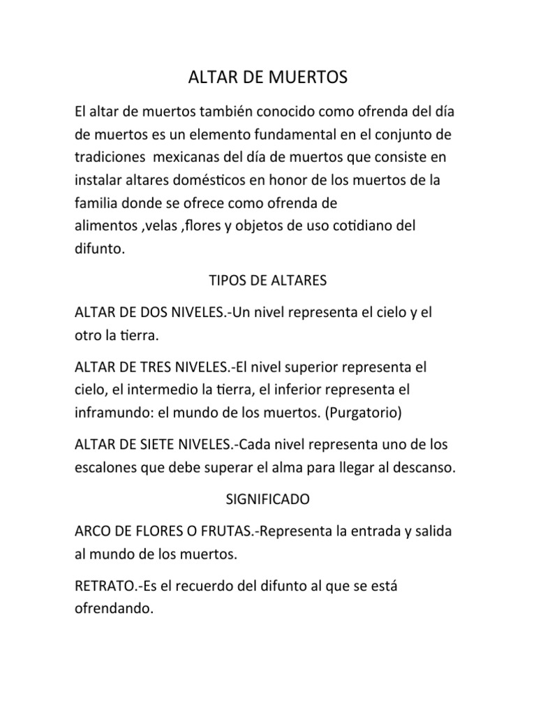 Altar de Muertos. (Alma) . | PDF | Folklore