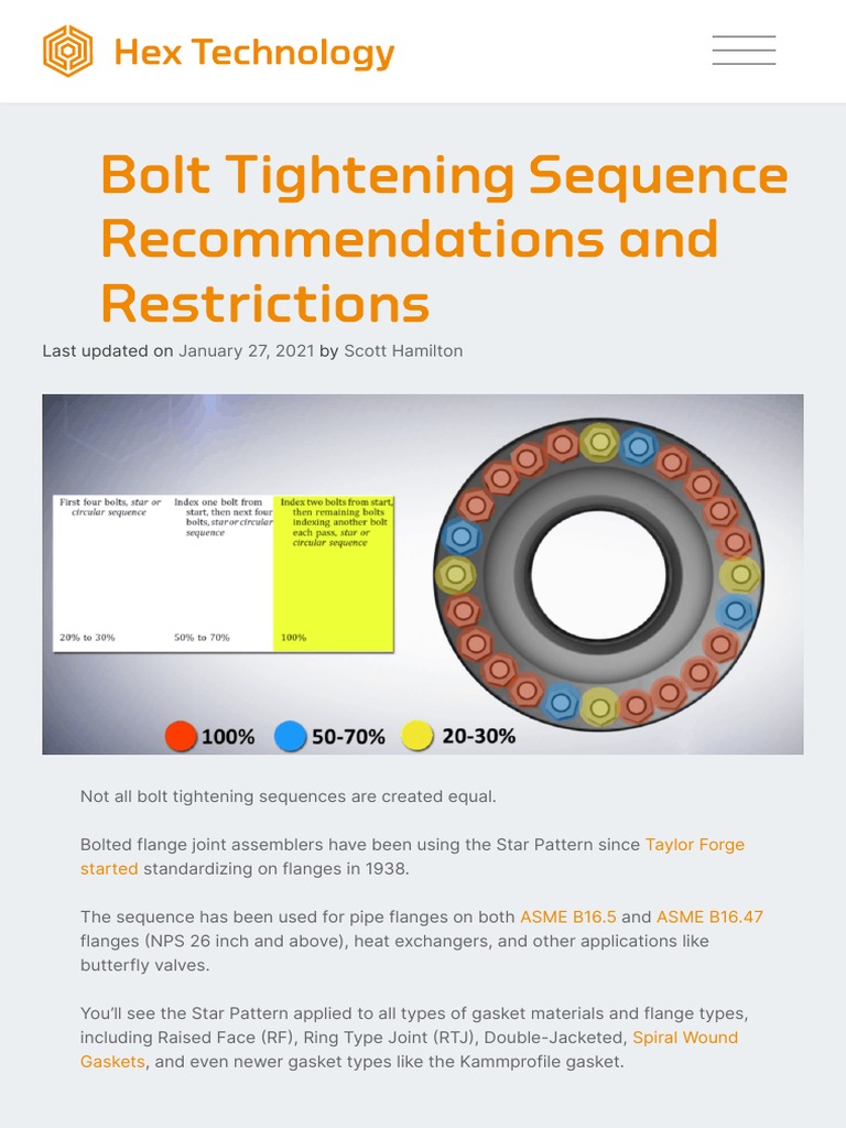 Bolt Tightening Sequences Guide | PDF | Screw | Mechanical Engineering