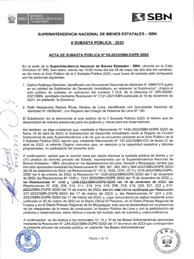 Acta de Subasta | PDF