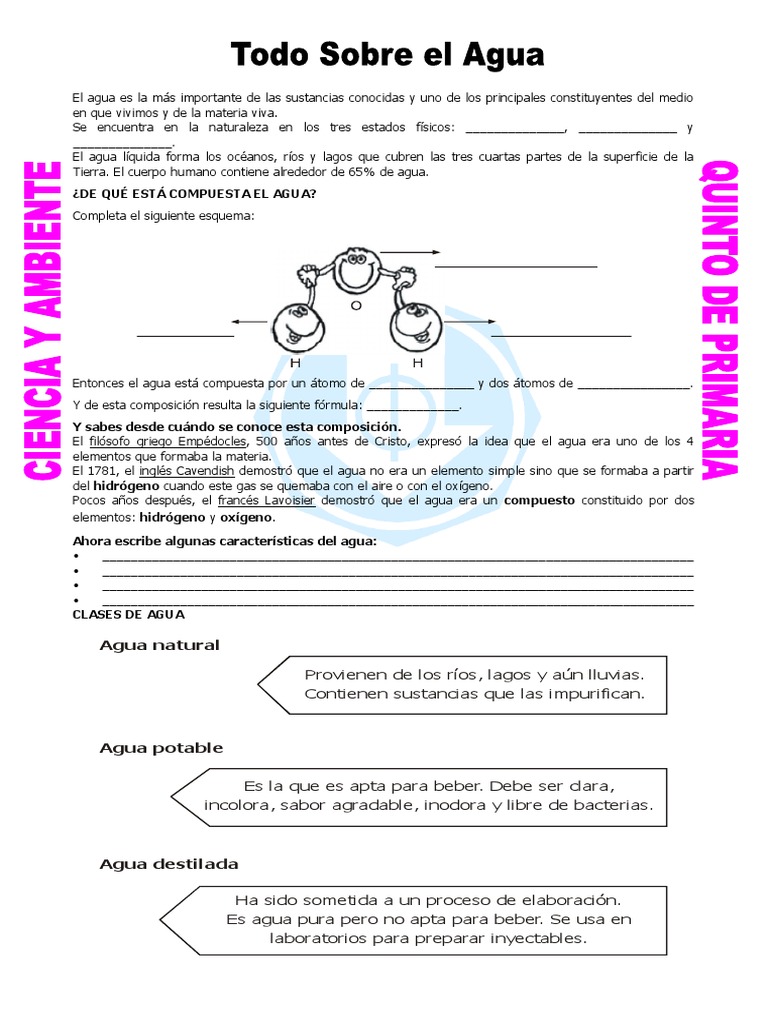 Ficha Todo Sobre El Agua para Quinto de Primaria | PDF | Agua | La ...