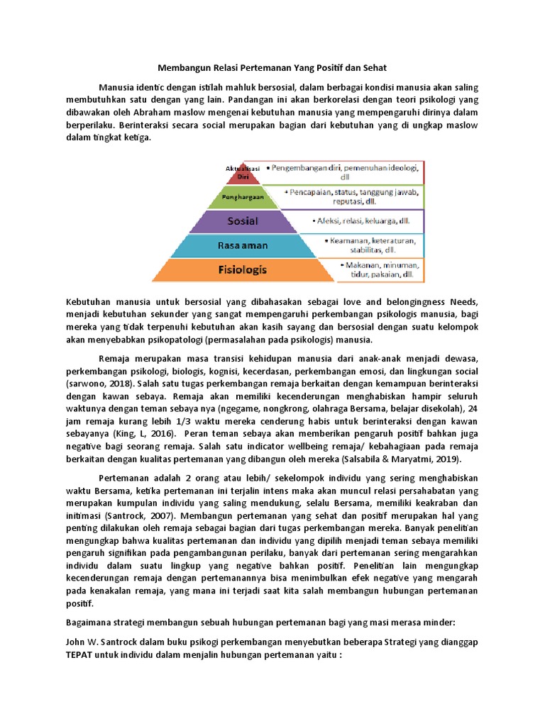 Membangun Relasi Pertemanan Yang Positif Dan Sehat | PDF