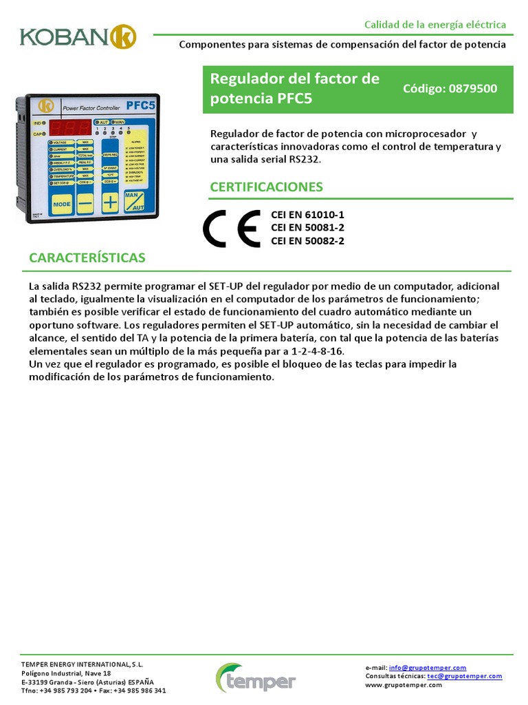 FT Regulador PFC5 | PDF | Energia electrica | Informática