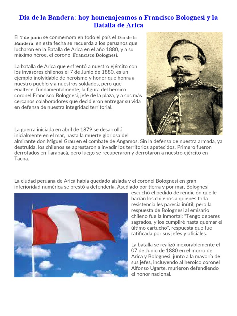 07 de Junio Día de La Bandera y de La Batala de Arica | PDF ...