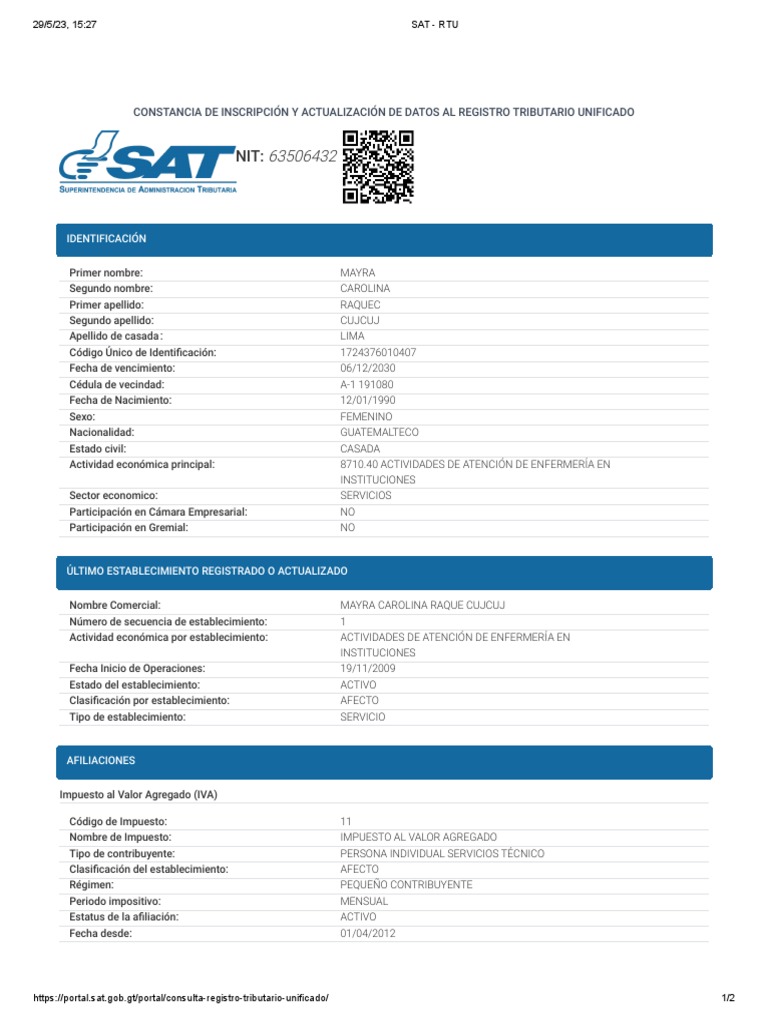 mayra Constancia de RTU Digital - Guatemala | PDF | Gobierno | Pagos