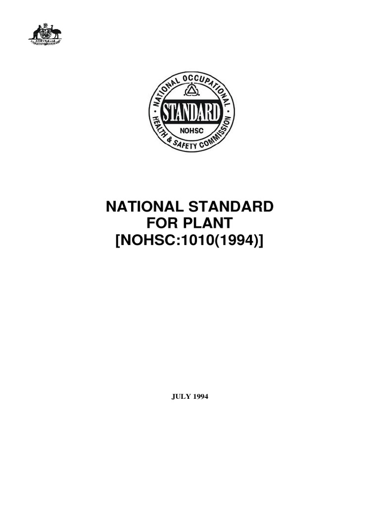NOHSC 1010 (1994) National Standard for Plant.pdf | PDF | Crane ...