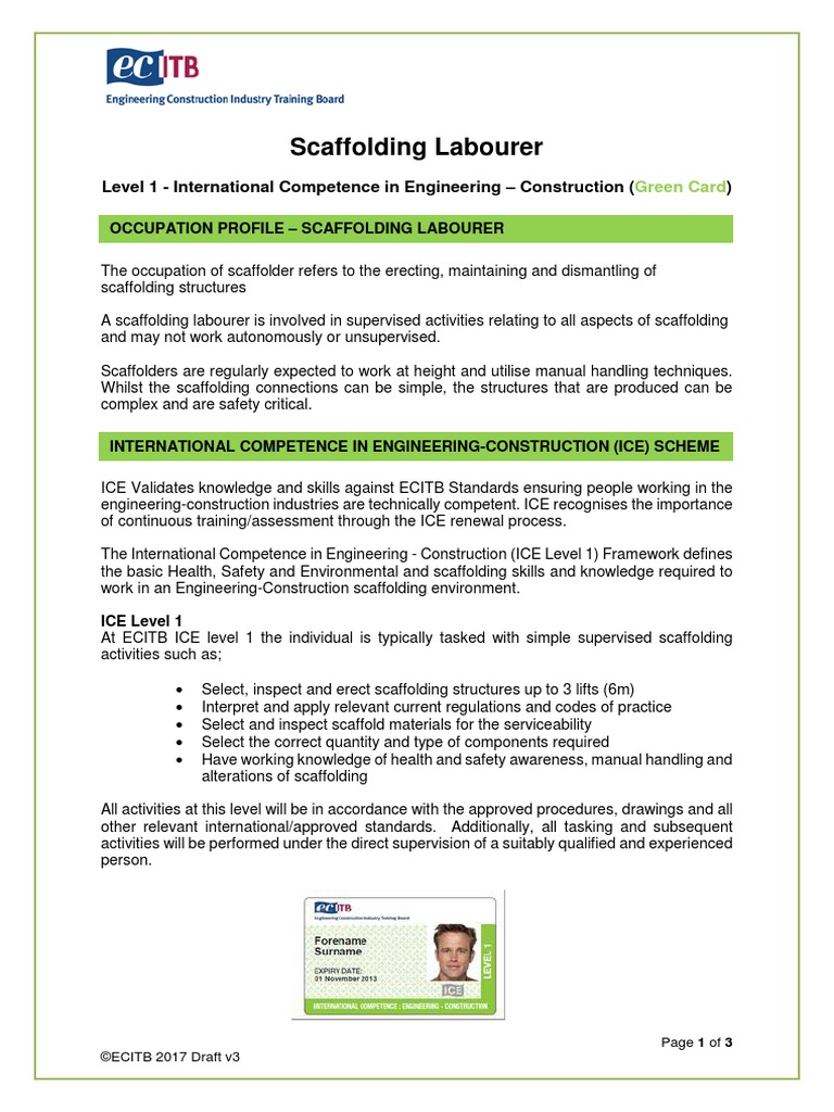Scaffolding ICE Level 1 v1 | PDF | Scaffolding | Safety