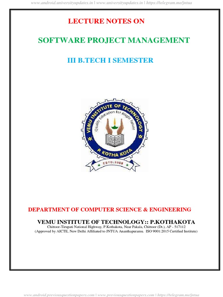 JNTUA Software Project Management Notes - R20 | PDF | Object Oriented ...