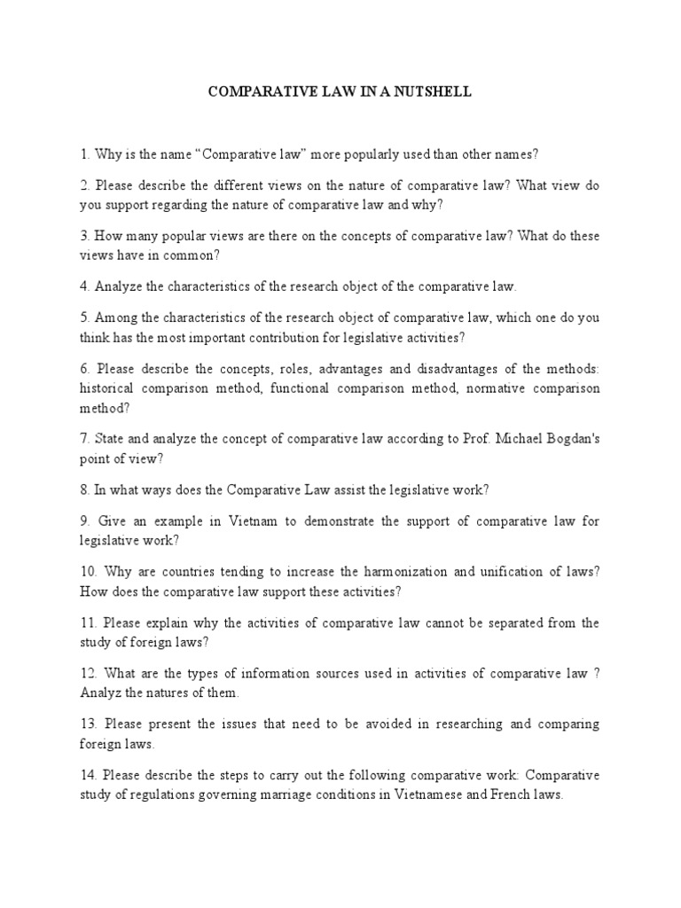 Comparative Law in A Nutshell | PDF | Comparative Law | Concept