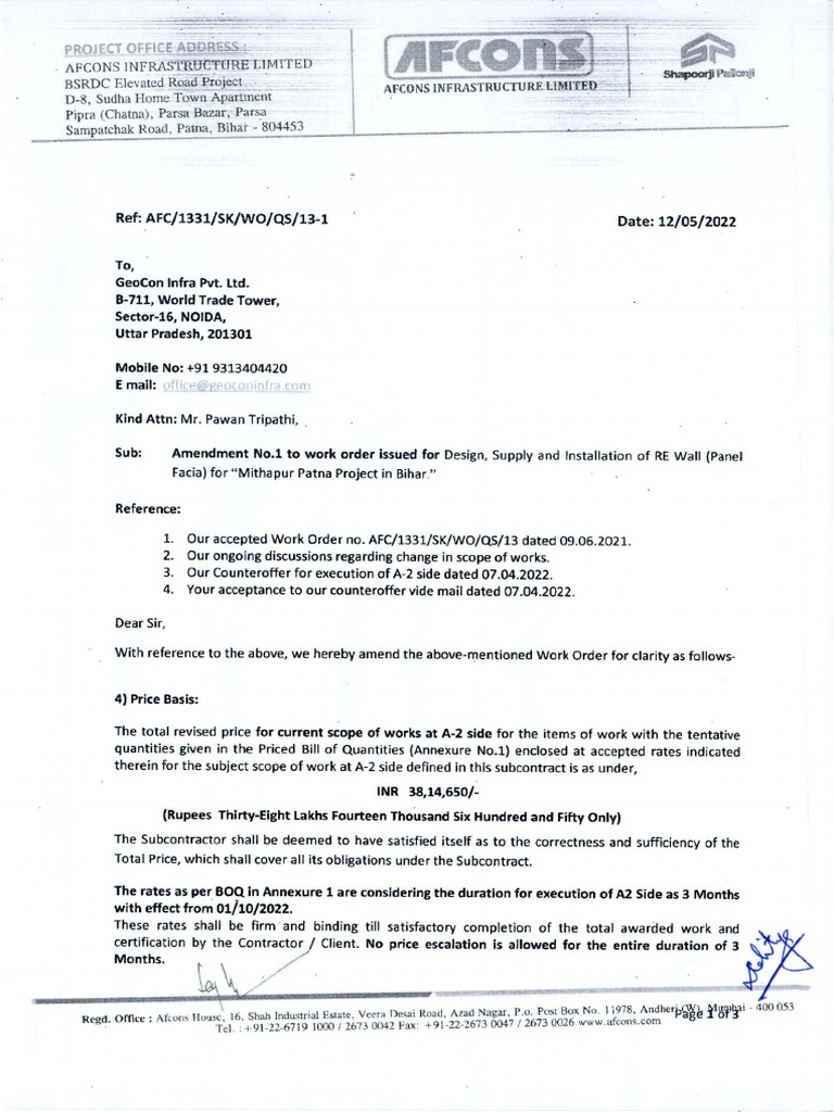 Amendment Geocon Infra PVT - LTD Signed | PDF