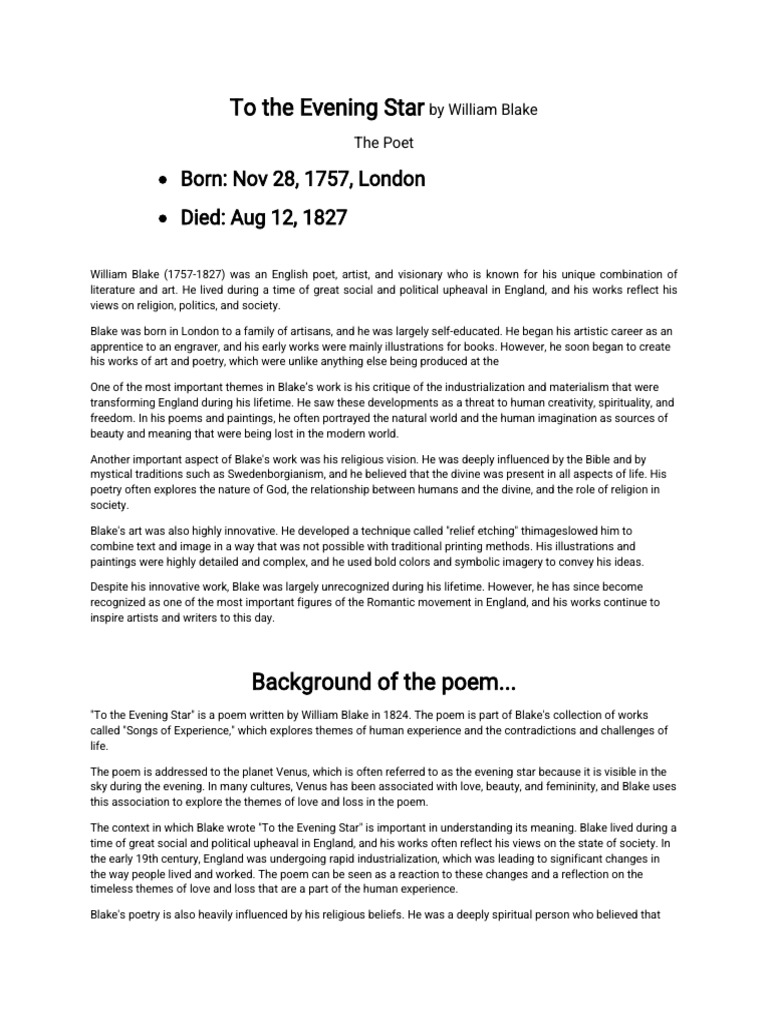 To The Evening Star 2 | PDF